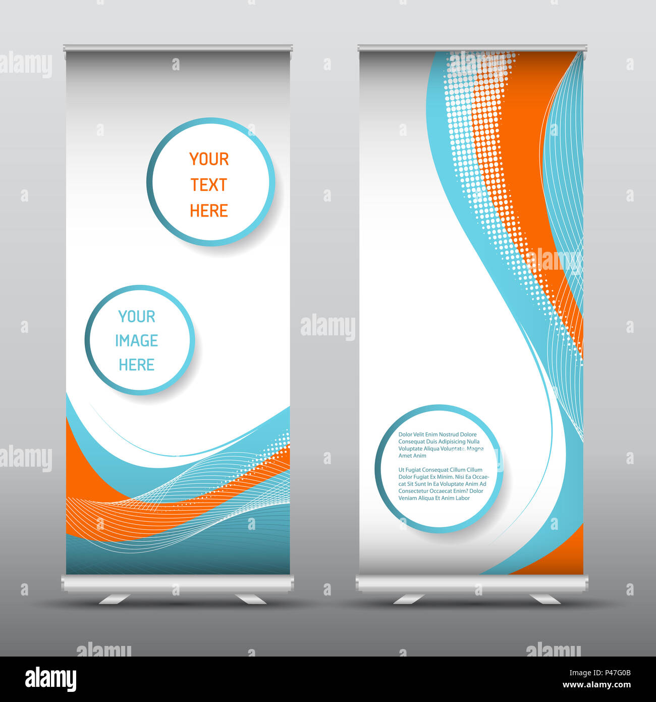 Advertising roll up banners with an abstract design Stock Photo - Alamy