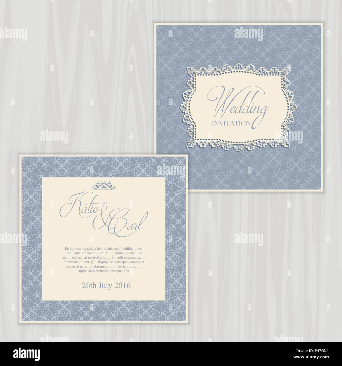 Decorative design for a wedding invitation Stock Photo - Alamy