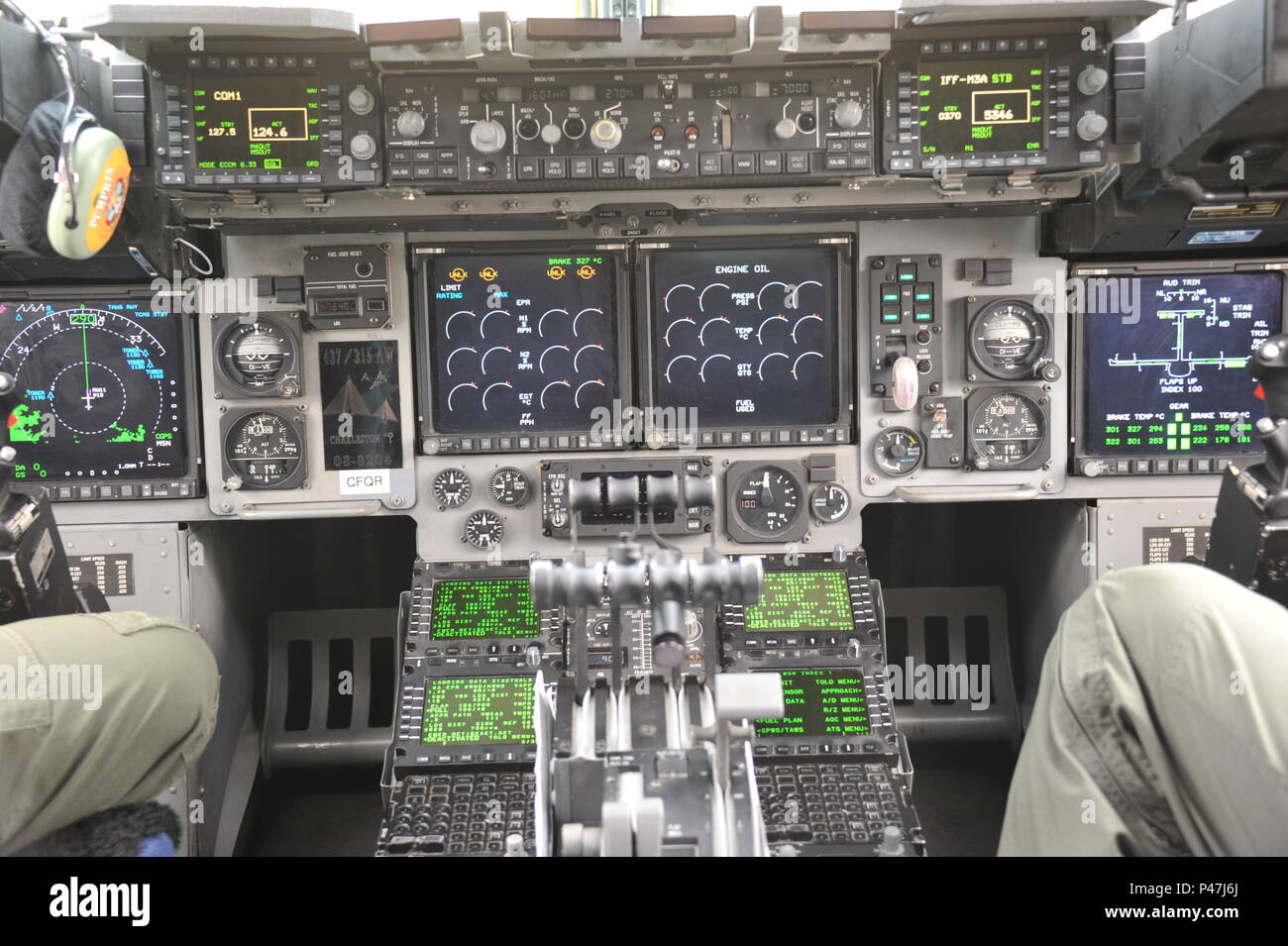 A view at the instrument panel of a C-17 Globemaster from the 437th ...
