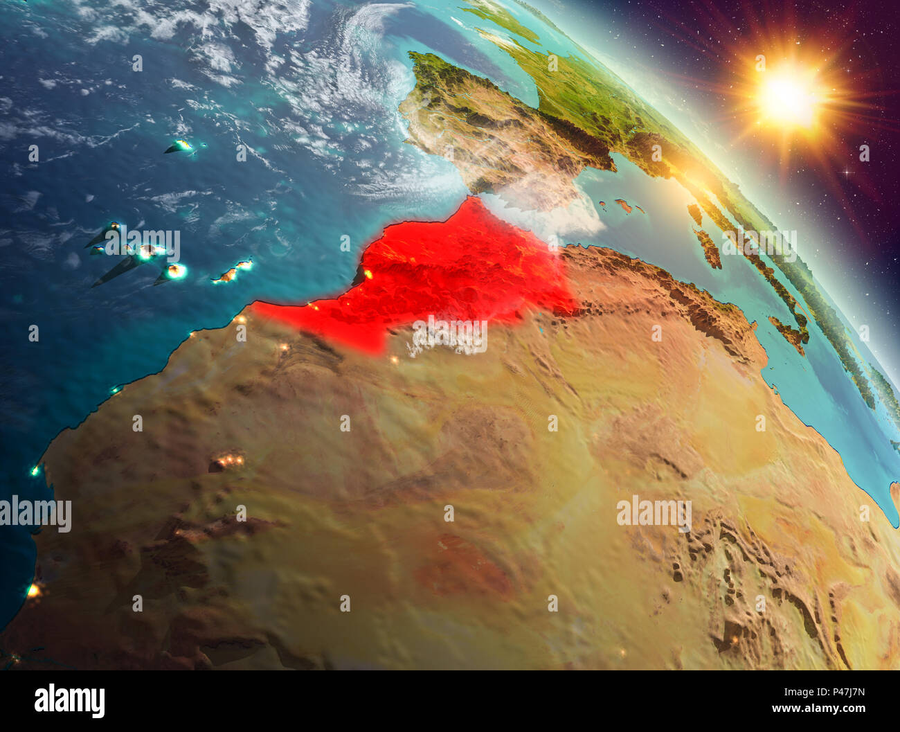 Highlighted satellite image of morocco hi-res stock photography and ...