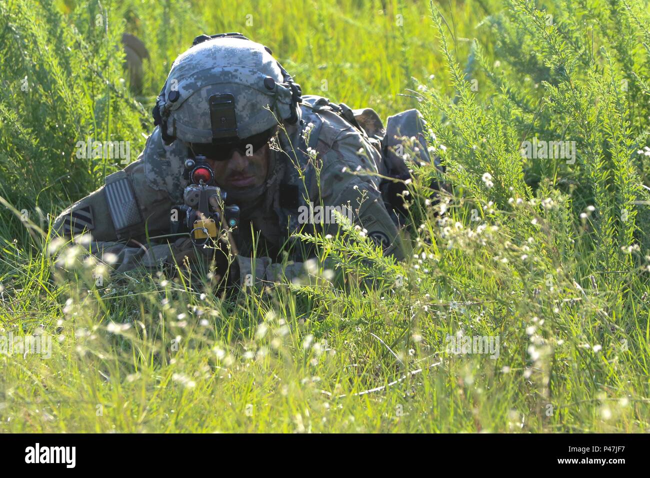 A Paratrooper assigned to Bravo Company, 1st Battalion, 508th Parachute ...
