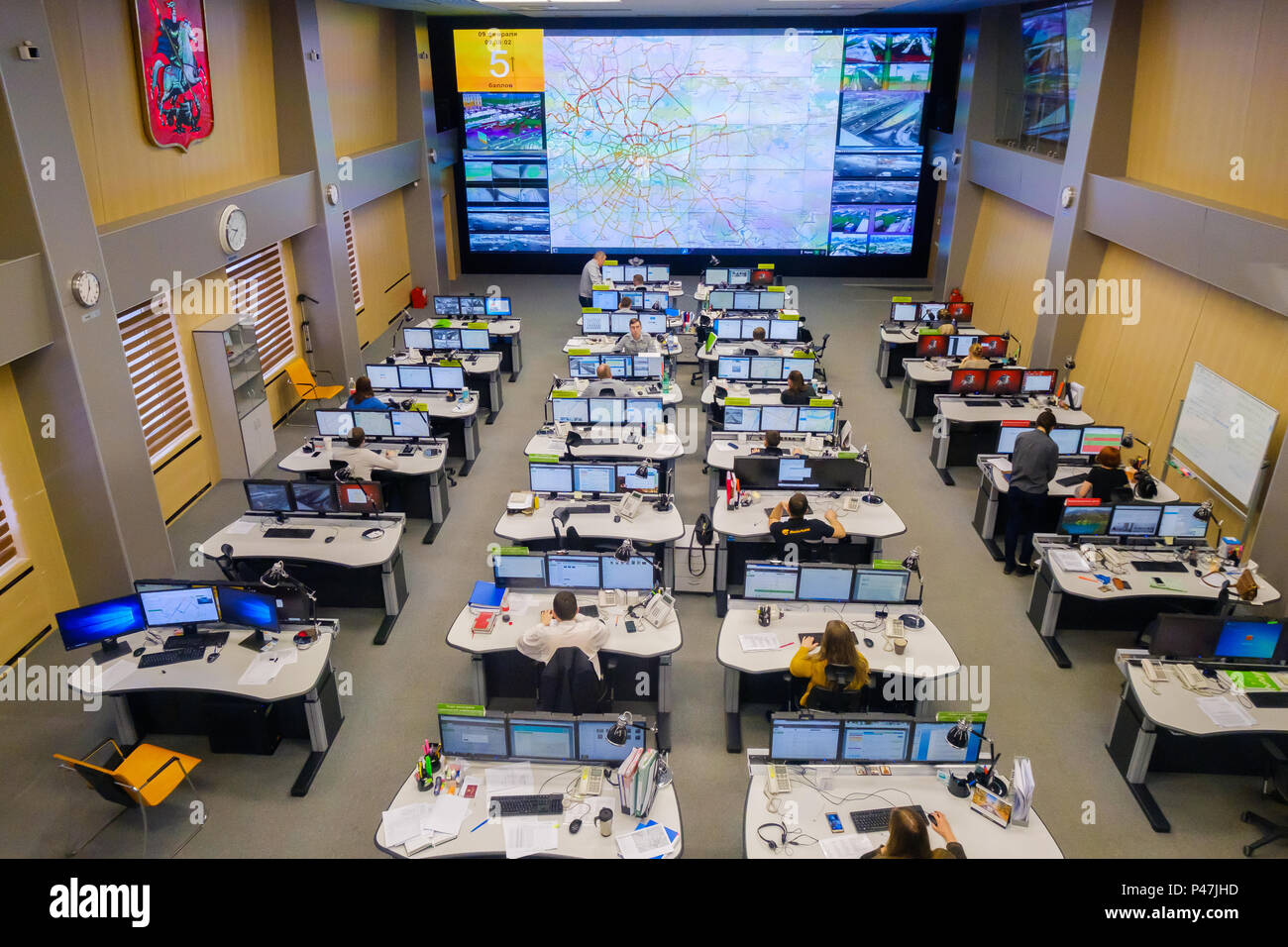 Operators work in road traffic control center Stock Photo - Alamy