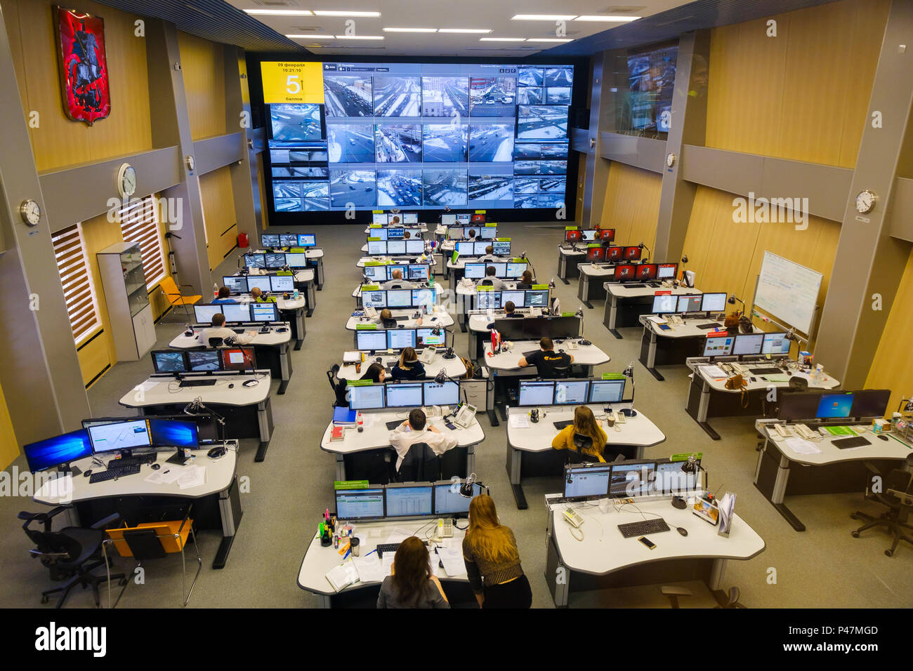 Operators work in road traffic control center Stock Photo - Alamy