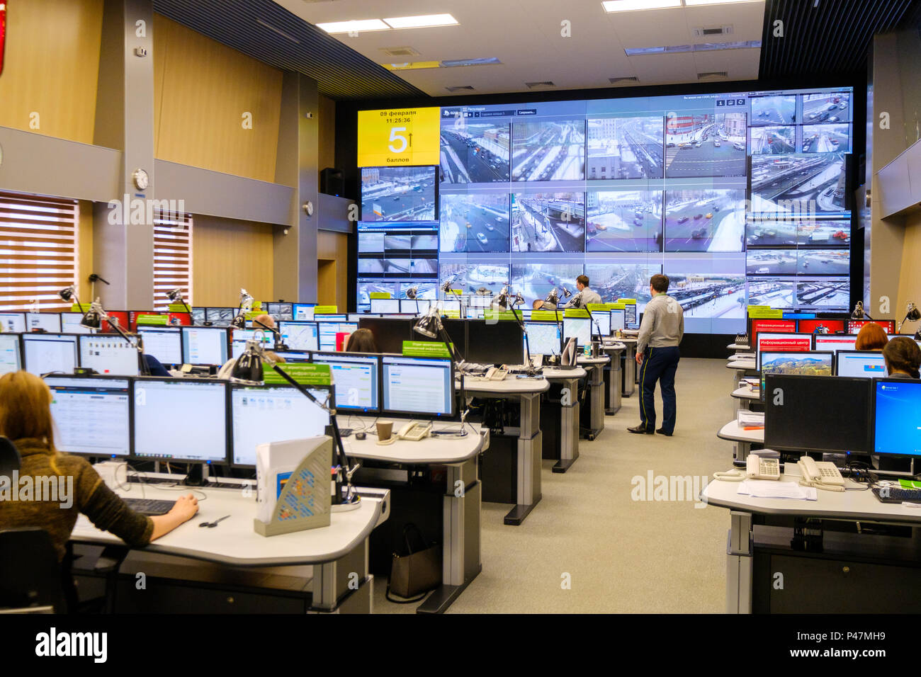 Operators work in road traffic control center Stock Photo - Alamy