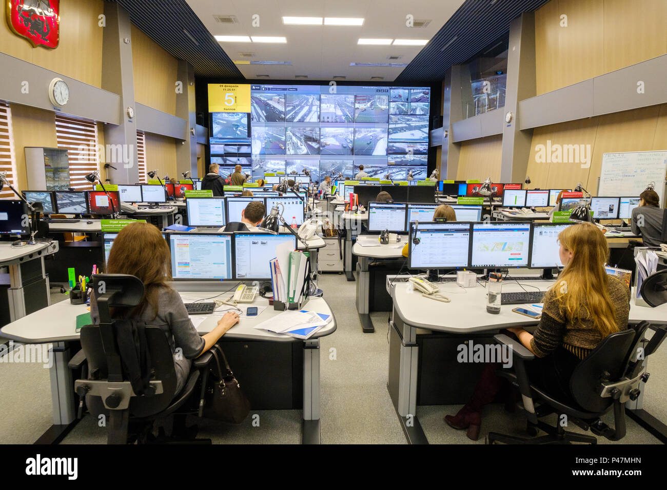 Operators work in road traffic control center Stock Photo - Alamy