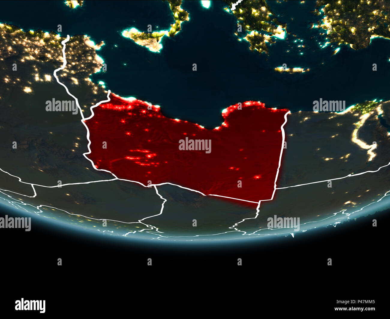 Highlighted satellite image of libya hi-res stock photography and ...