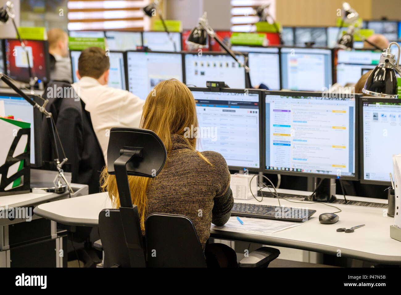 Operators work in road traffic control center Stock Photo - Alamy