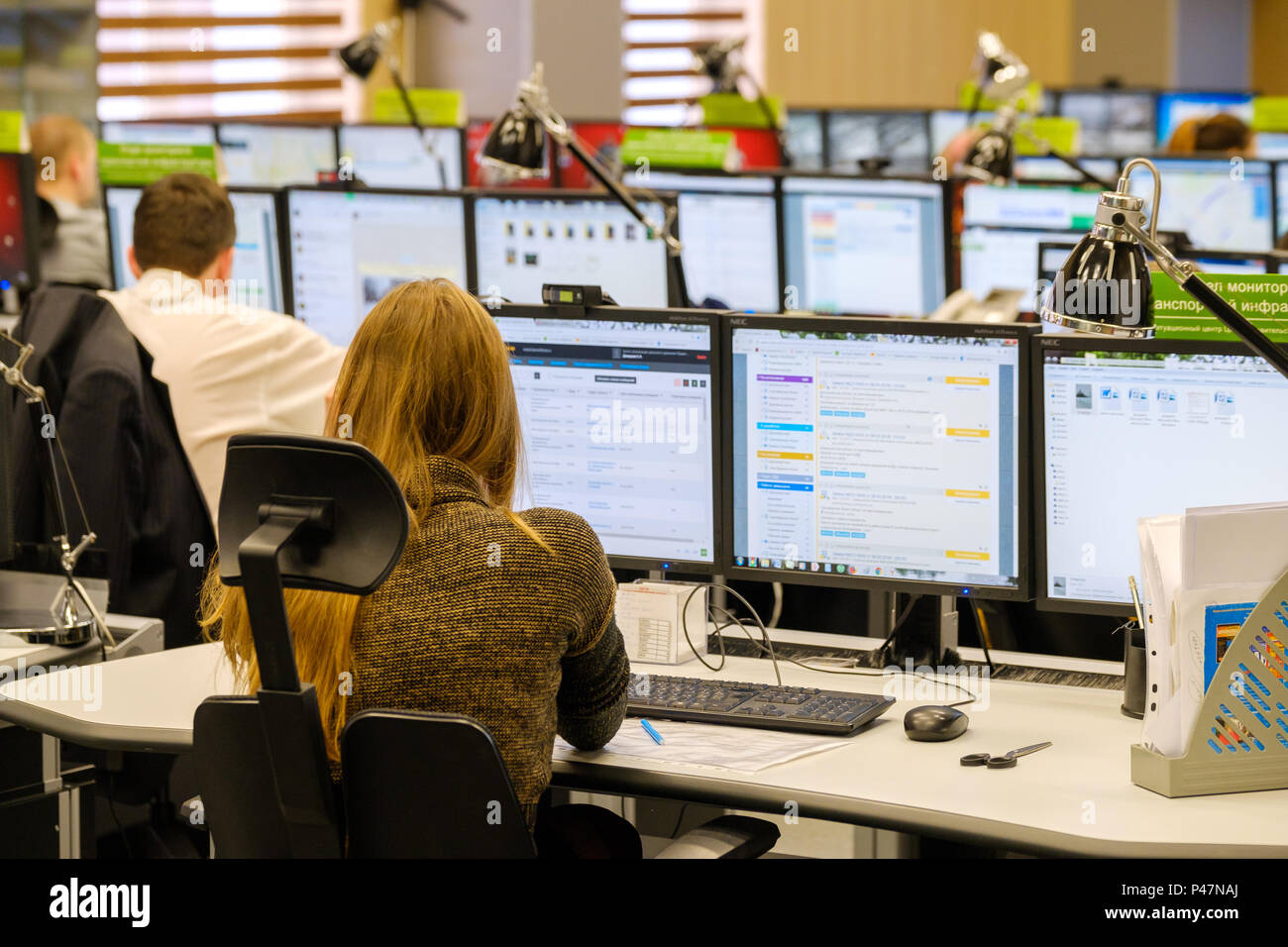 Operators work in road traffic control center Stock Photo - Alamy