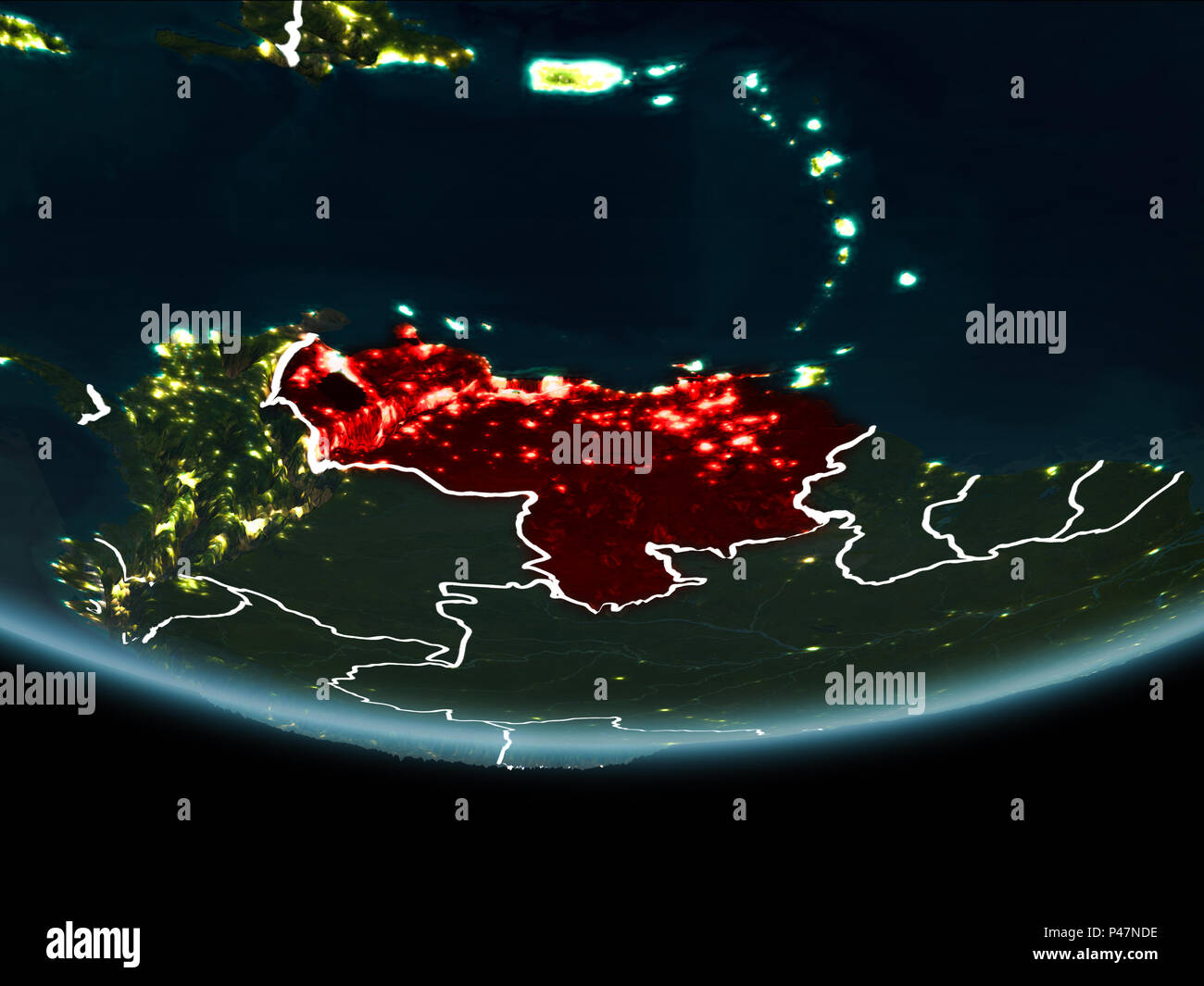 Night map of venezuela hi-res stock photography and images - Alamy