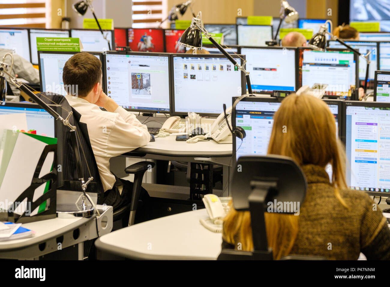 Operators work in road traffic control center Stock Photo - Alamy