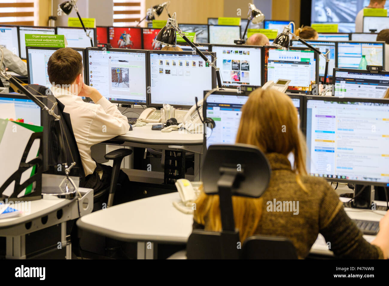 Operators work in road traffic control center Stock Photo - Alamy