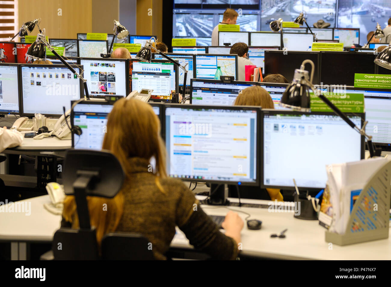 Operators work in road traffic control center Stock Photo - Alamy