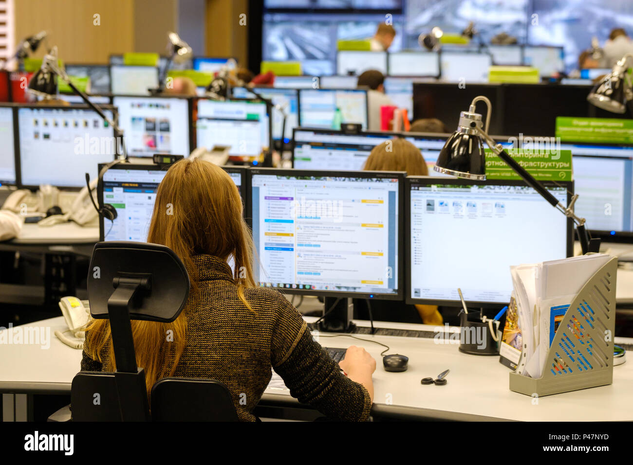 Operators work in road traffic control center Stock Photo - Alamy
