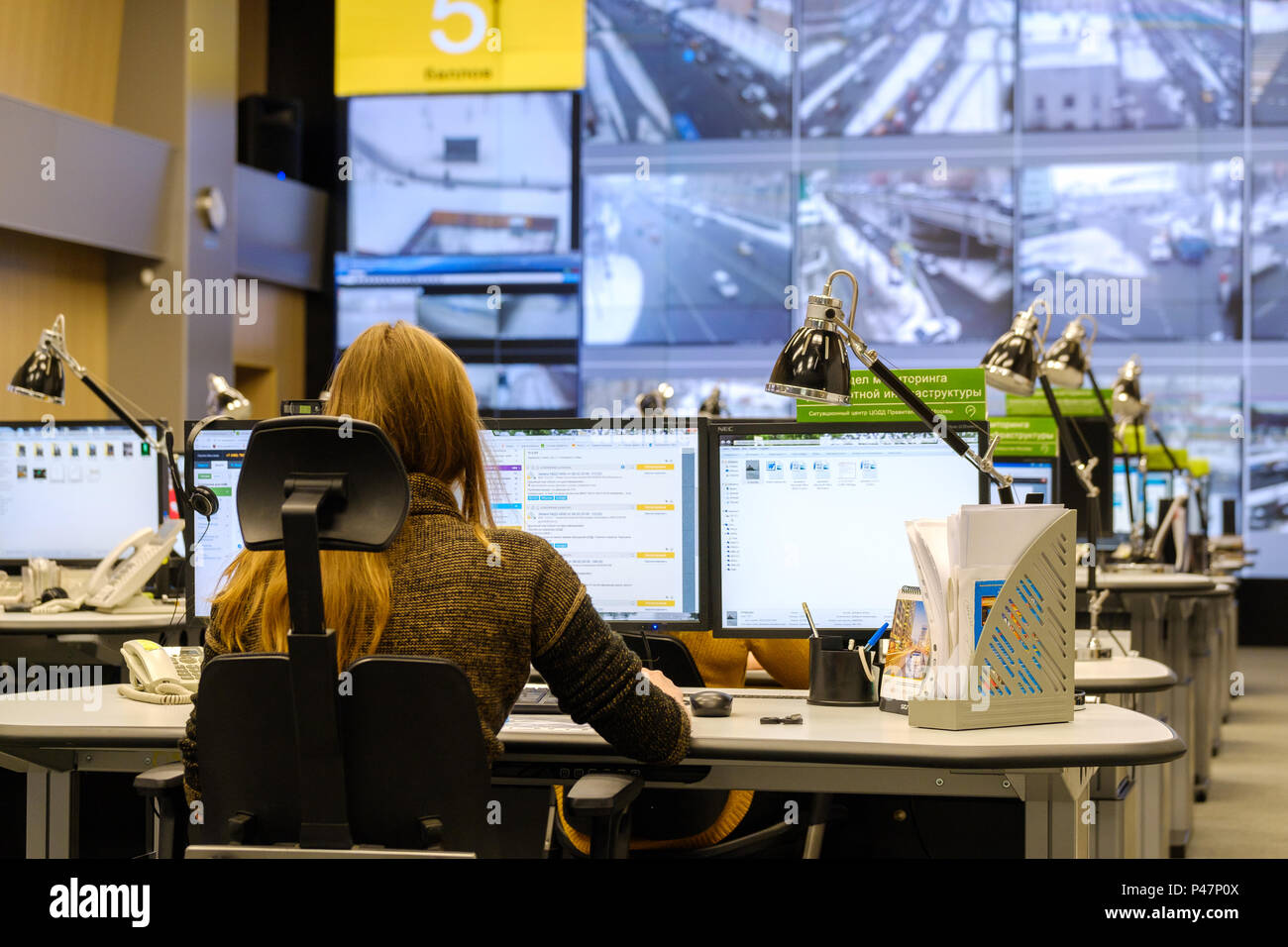Operators work in road traffic control center Stock Photo - Alamy