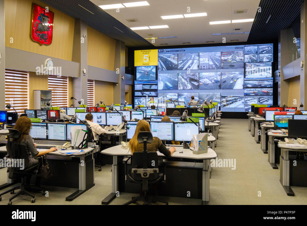Operators work in road traffic control center Stock Photo - Alamy
