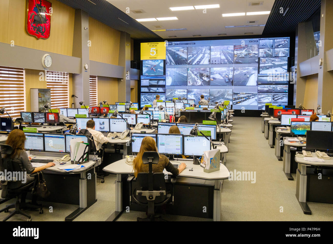 Operators work in road traffic control center Stock Photo - Alamy