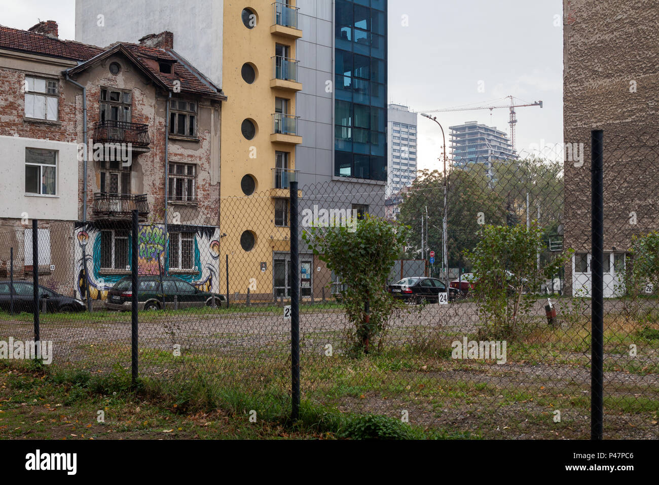 Sofia, Bulgaria, residential and business buildings and undeveloped ...