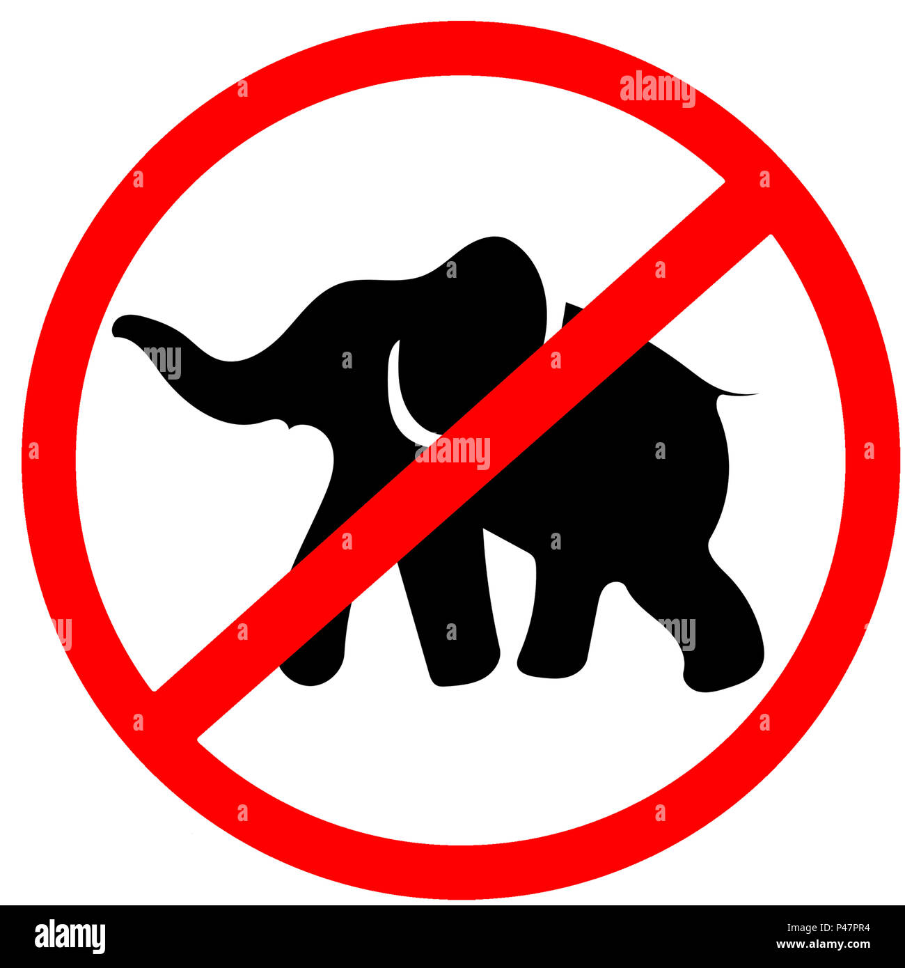 Elephant not allowed prohibition red circle warning road sign, isolated ...