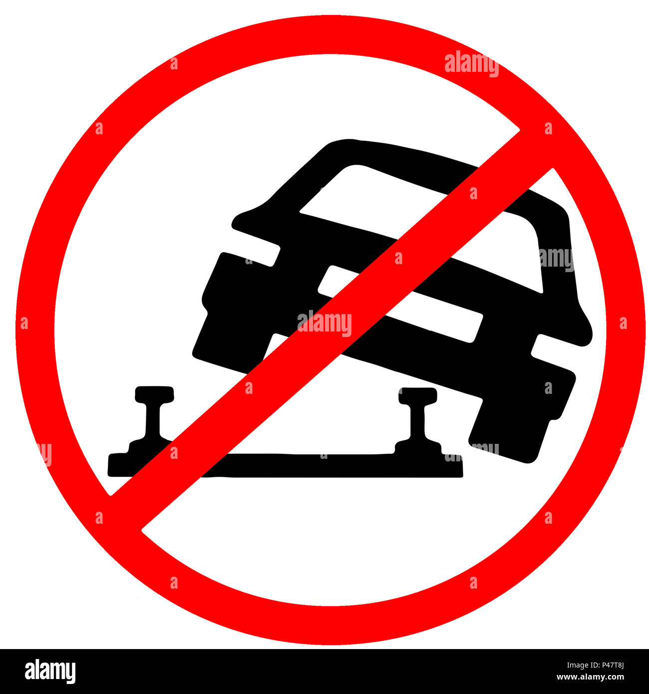 Vehicle entrance not allowed. Red prohibition road sign..Traffic sign ...