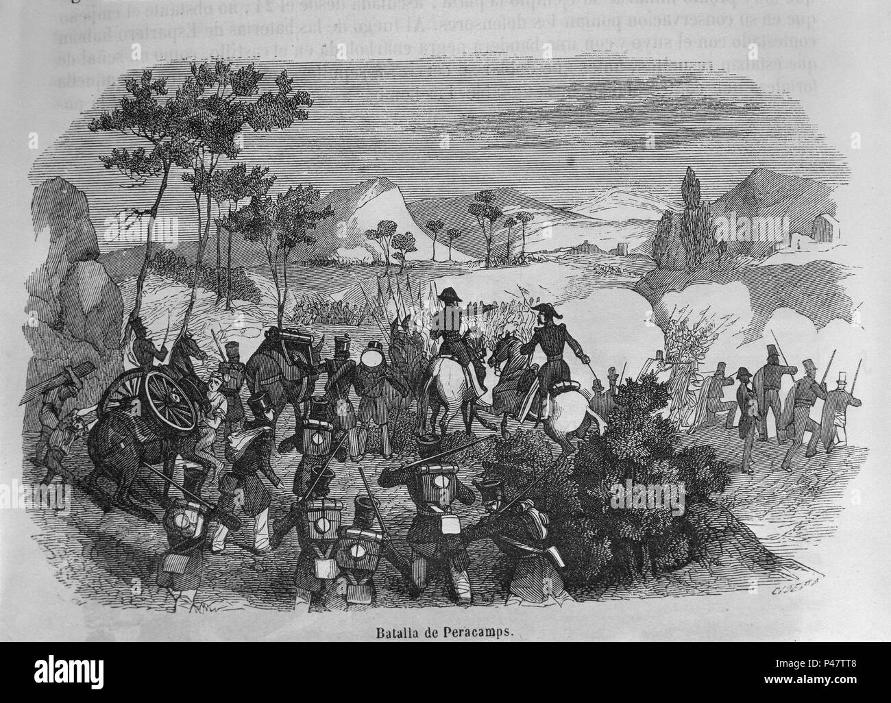 GRABADO-LERIDA-PERACAMPS-GUERRA CARLISTA 1840 Stock Photo - Alamy
