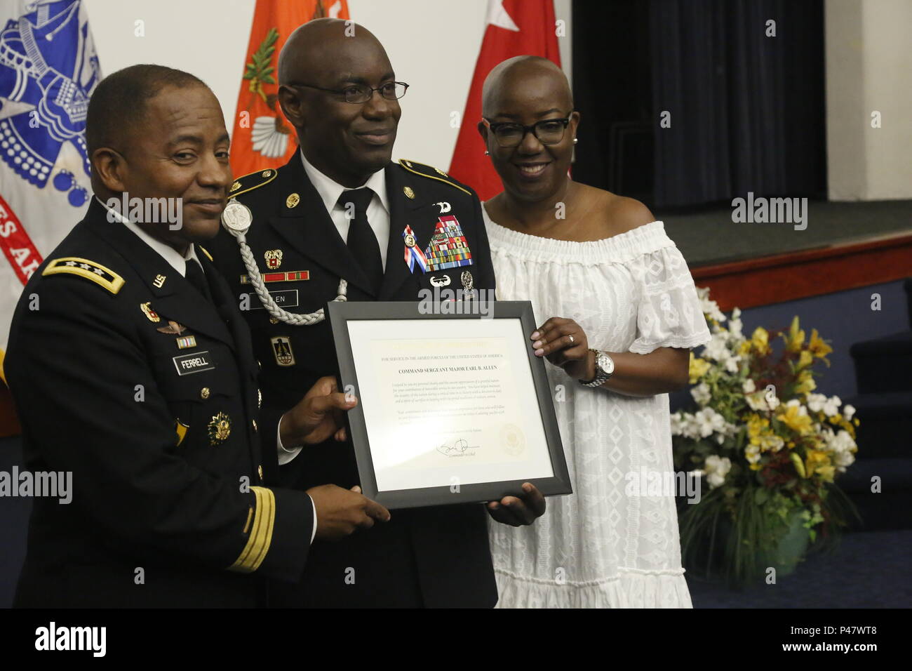 U.S. Army Command Sgt. Maj. Earl Allen recieves his Certificate of ...