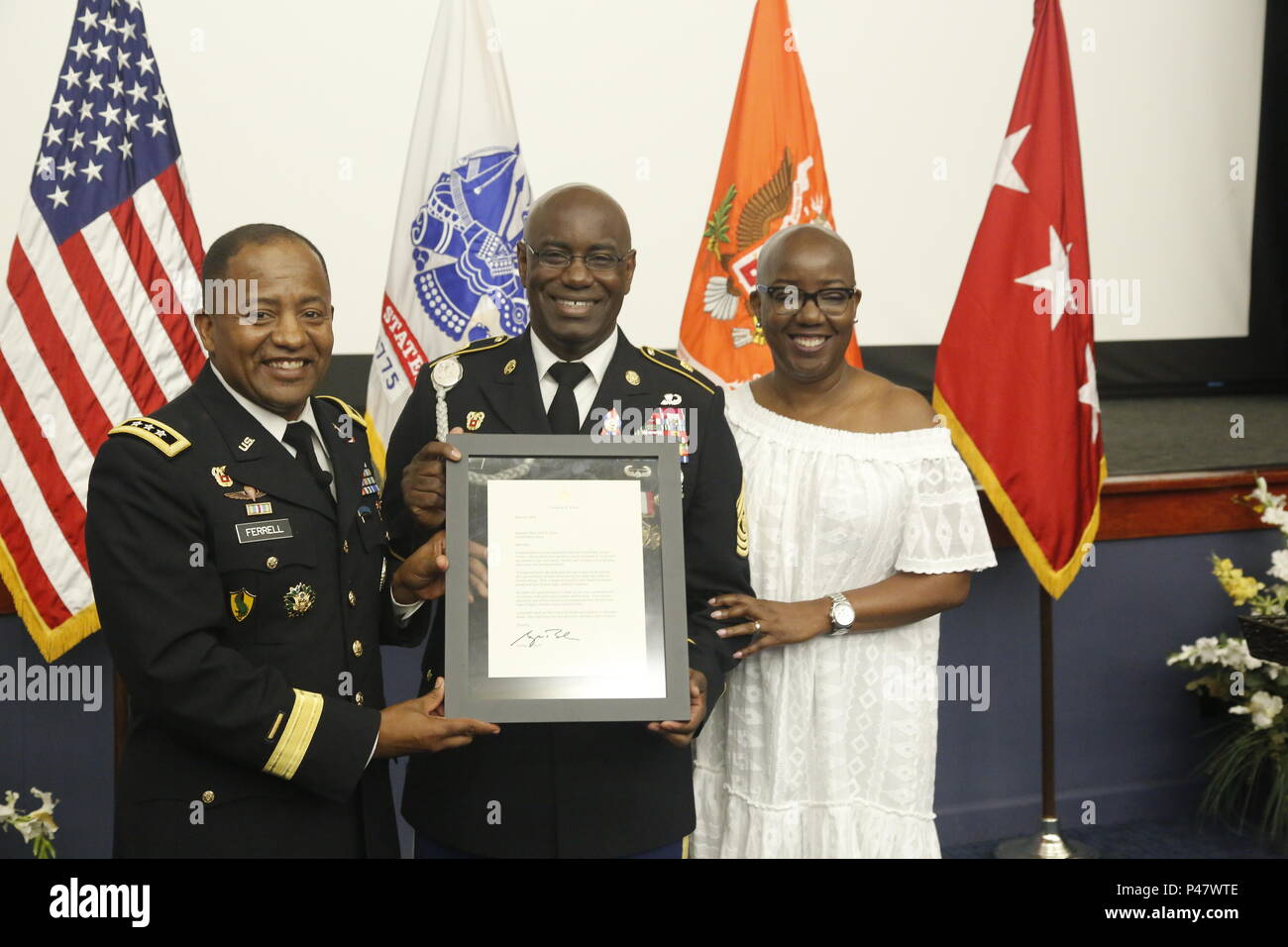 U.S. Army Command Sgt. Maj. Earl Allen recieves his Appreciation letter ...