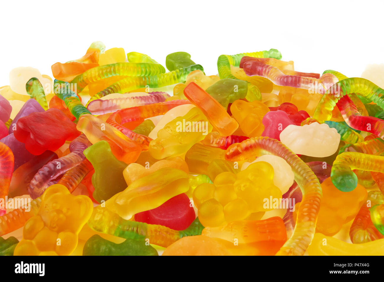 colorful neon gummy candies isolaten on white background Stock Photo ...