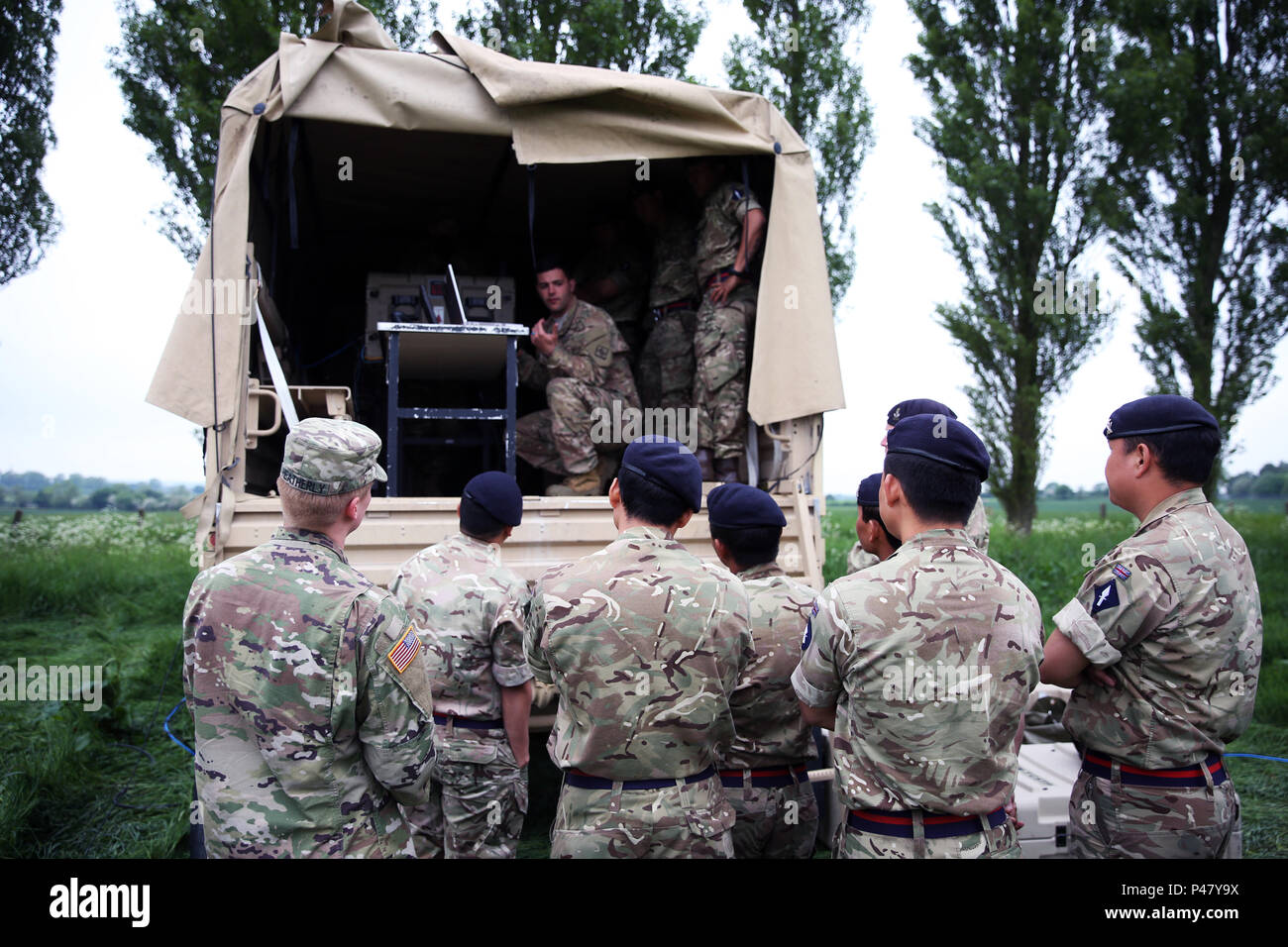 U.S. Army Pfc. Jordan Johnson, assigned to the 44th Expeditionary ...