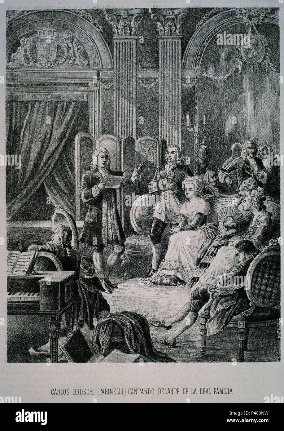 Farinelli (Carlos Broschi) (1705-1782) singing for the royal family ...