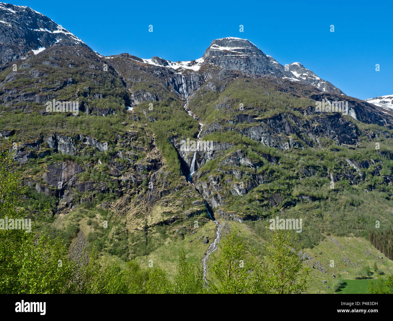 Beautiful splendid panoramic landscape of mountainous Norwegian fjords ...