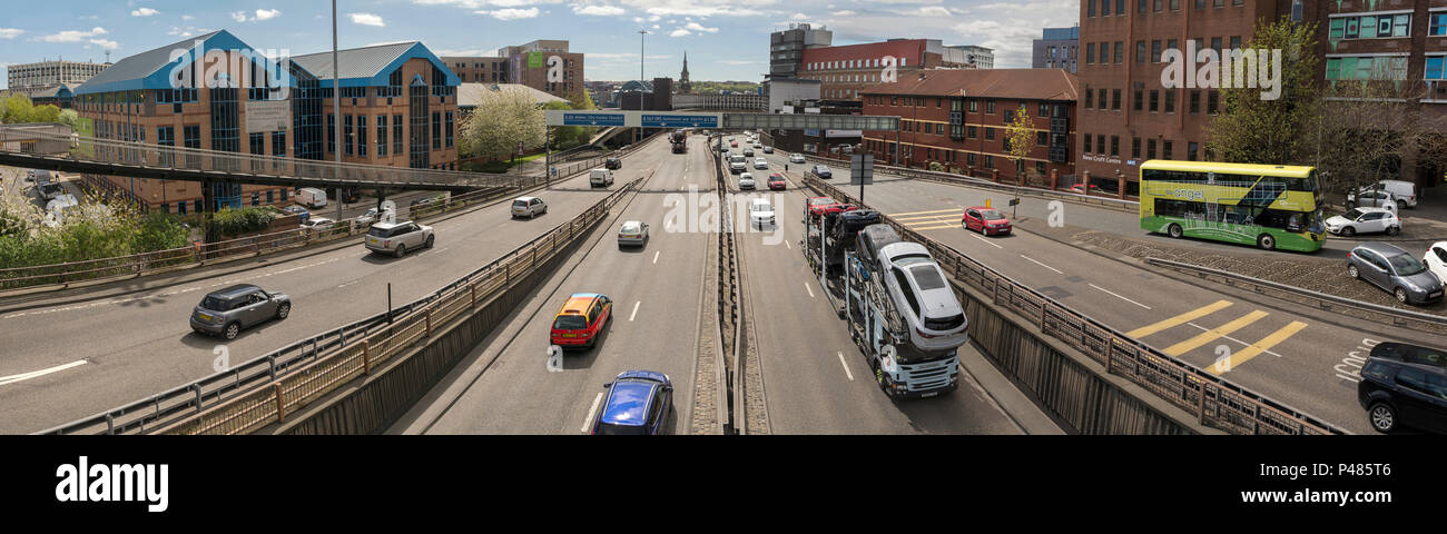 Central motorway in Newcastle with panorama view Stock Photo - Alamy