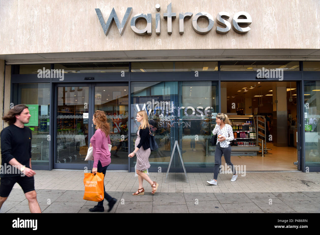 A branch of the supermarket Waitrose at the Angel, North London Stock ...
