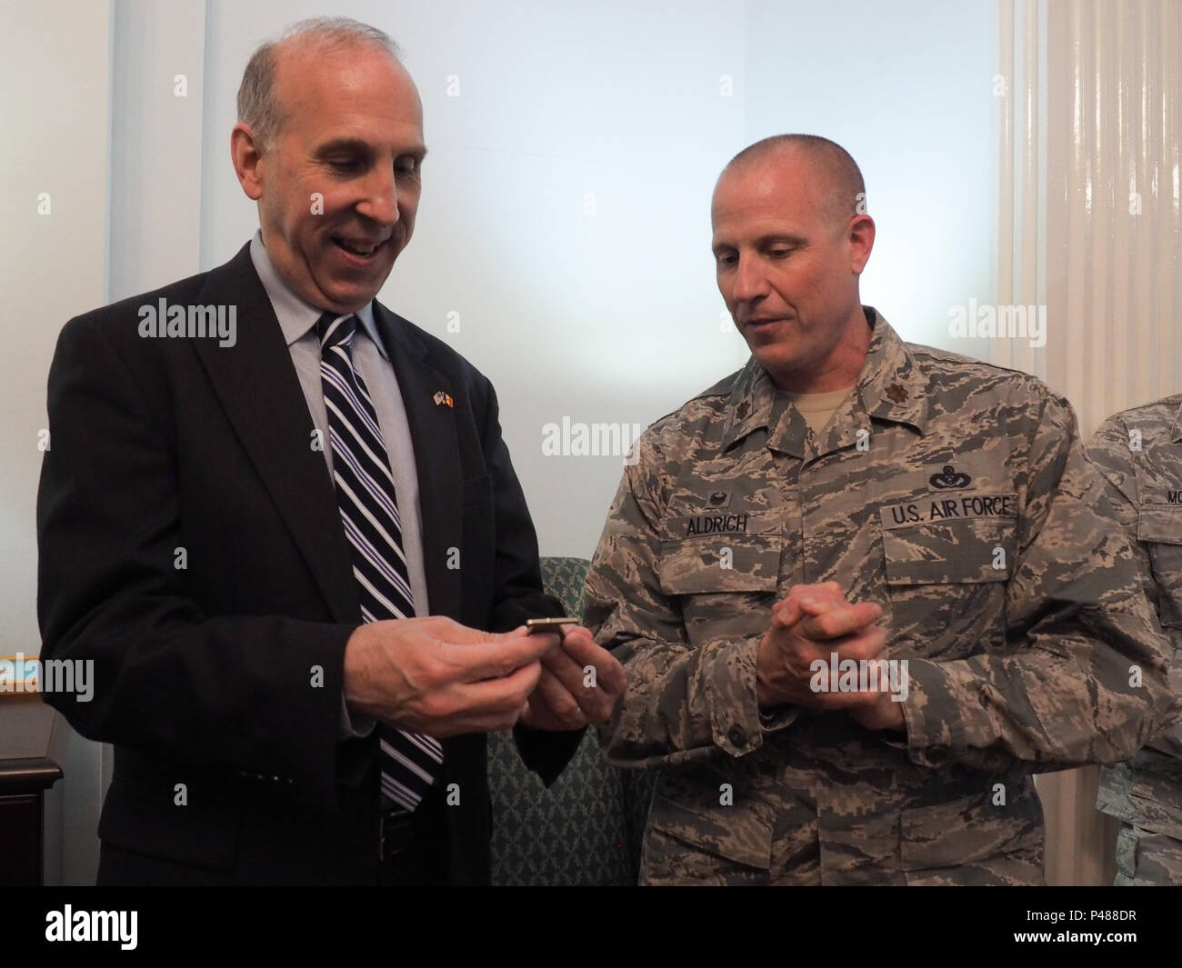 James Pettit (left), U.S. Ambassador to the Republic of Moldova ...