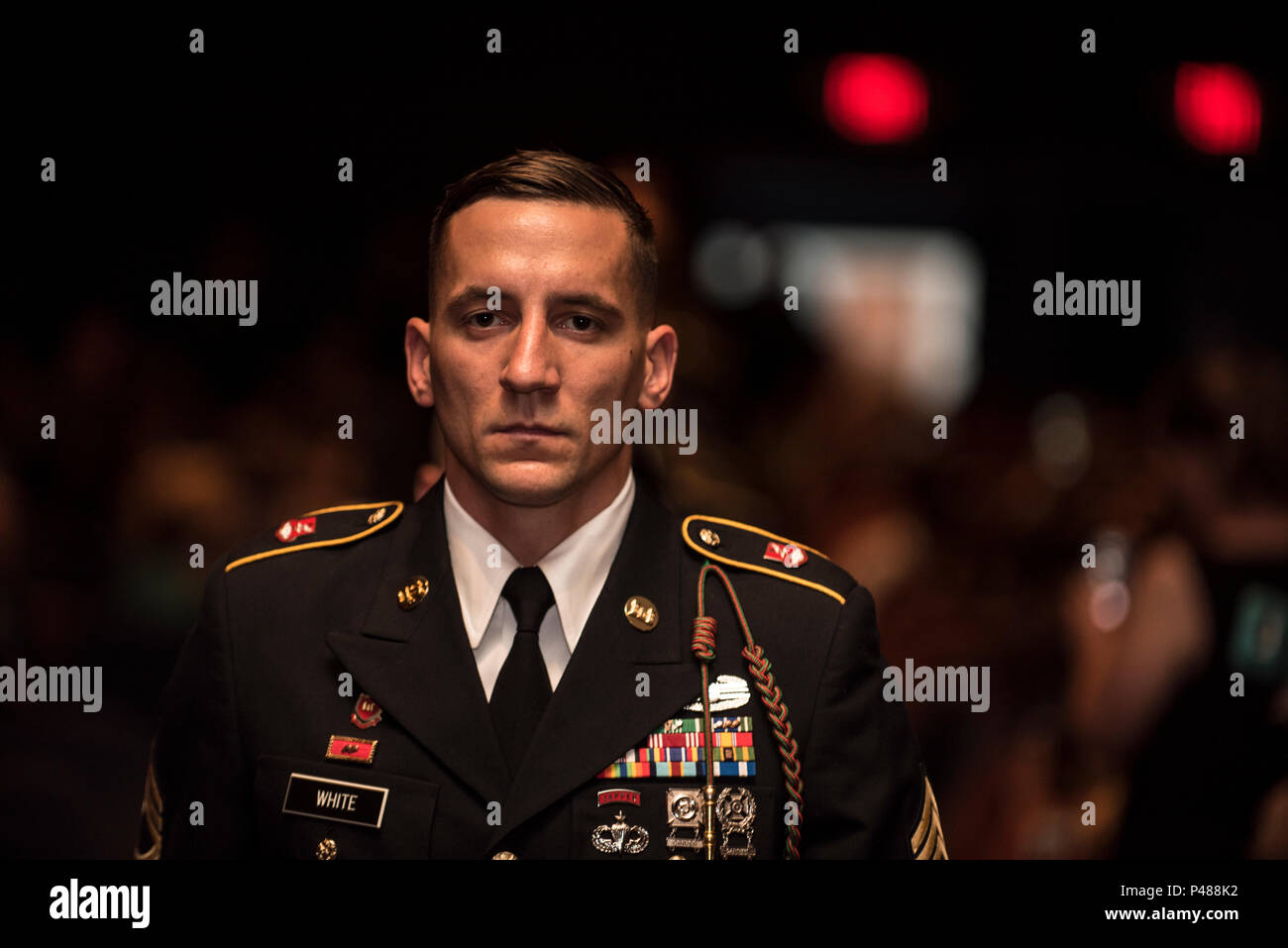 Staff Sgt. Andrew White, marches into the Fort Jackson, S.C. Post ...