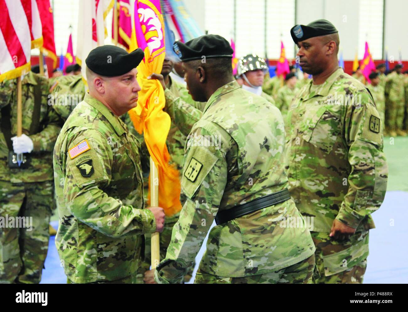 Col. Sean P. Davis takes the 59th Ordnance Brigade flag from Maj. Gen ...