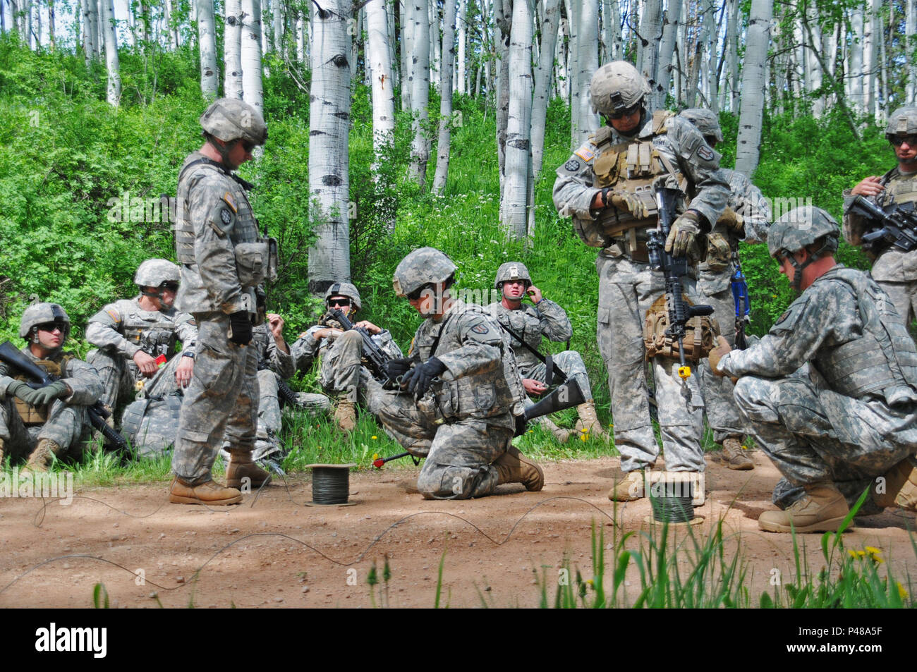 Soldiers with the 118th Sapper Company, 1457th Engineer Battalion ...