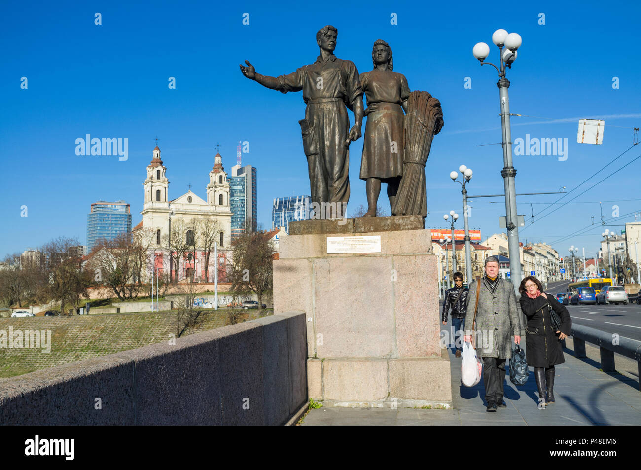Vilnius, Lithuania. People at the Soviet Green Bridge Stock Photo - Alamy