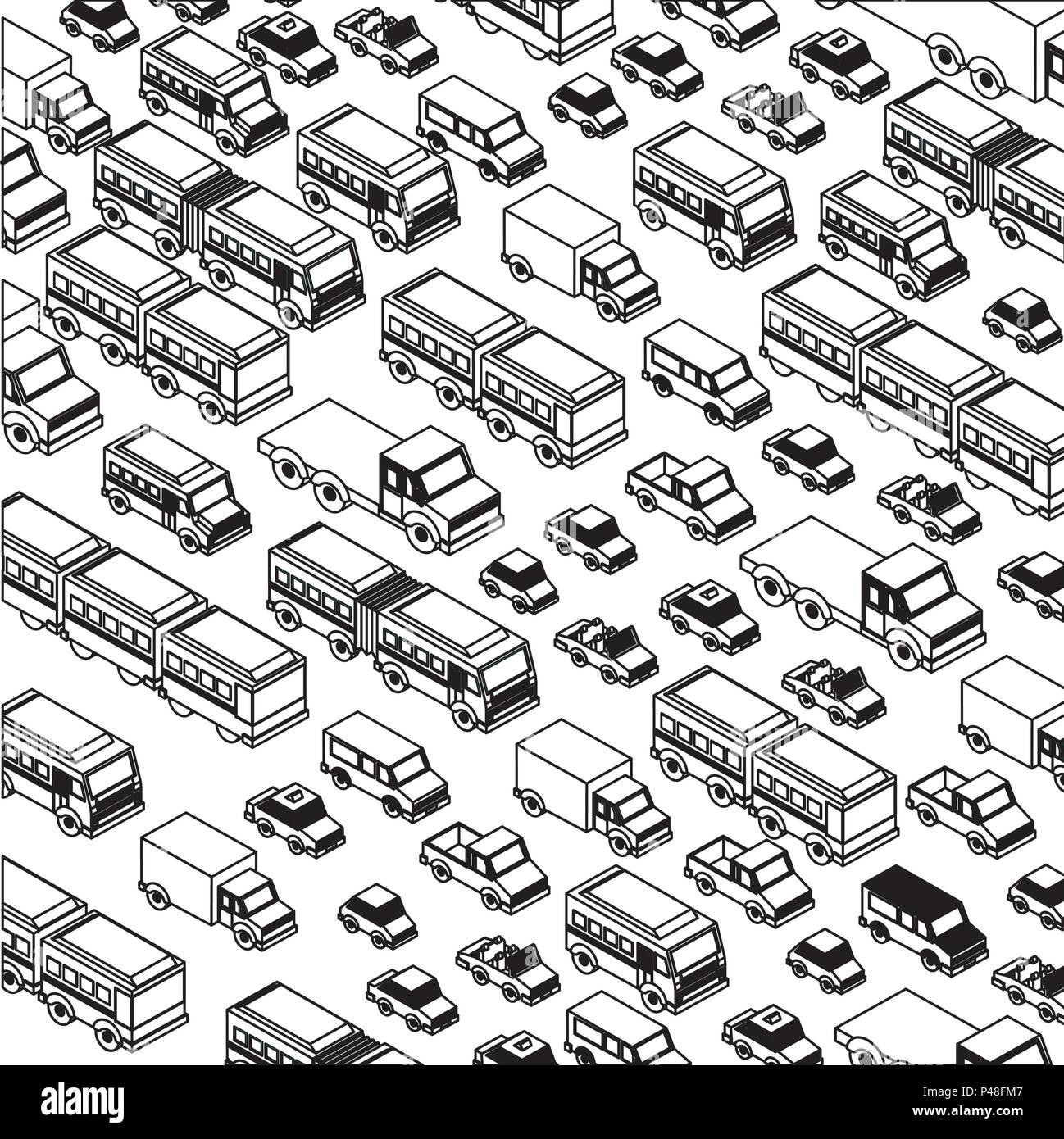 truck and bus transport isometric pattern Stock Vector Image & Art - Alamy