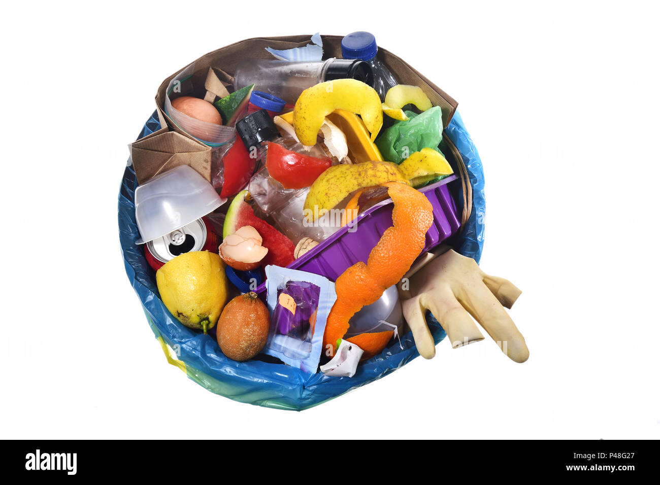 top view of a garbage can on white background Stock Photo - Alamy