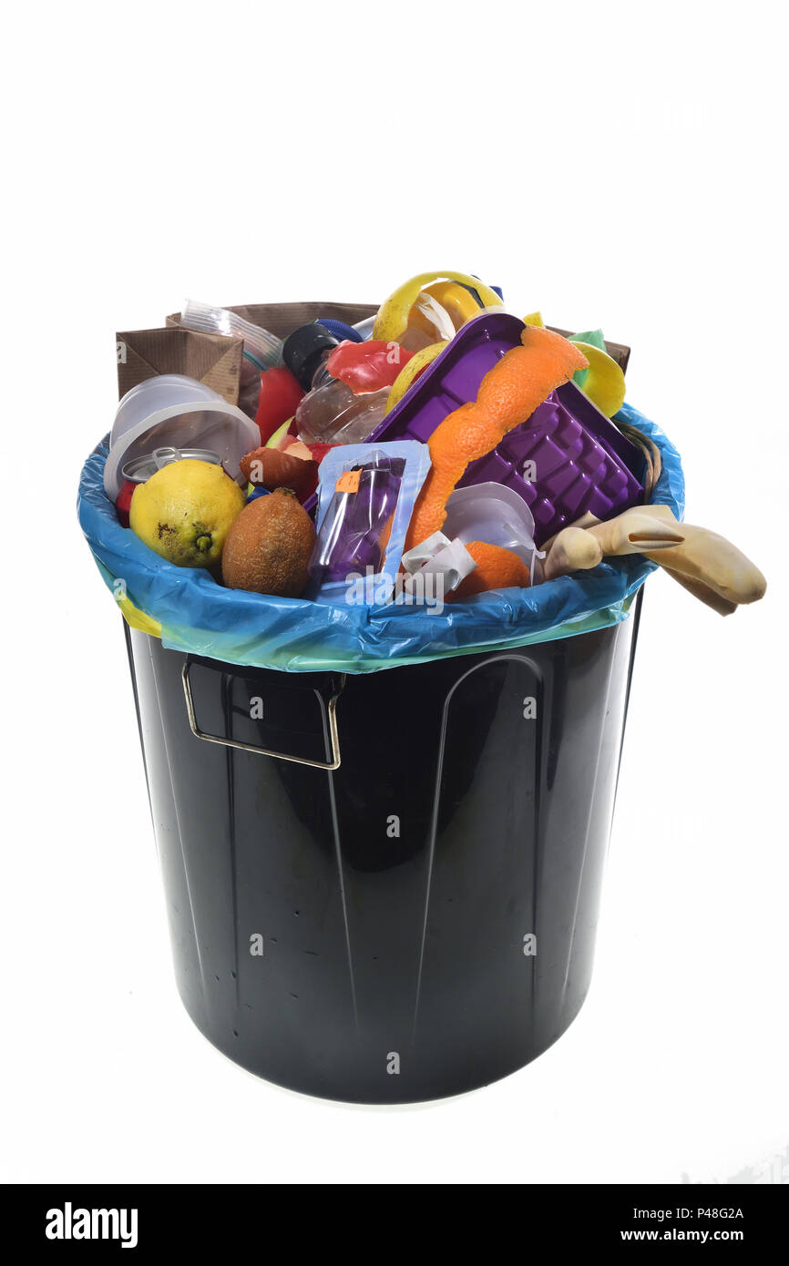 a garbage can on white background Stock Photo - Alamy
