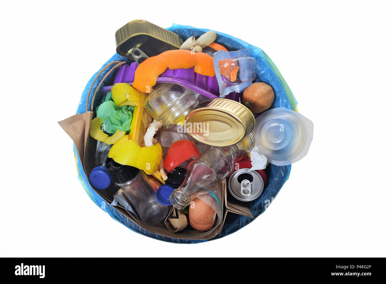 a garbage can on white background Stock Photo - Alamy