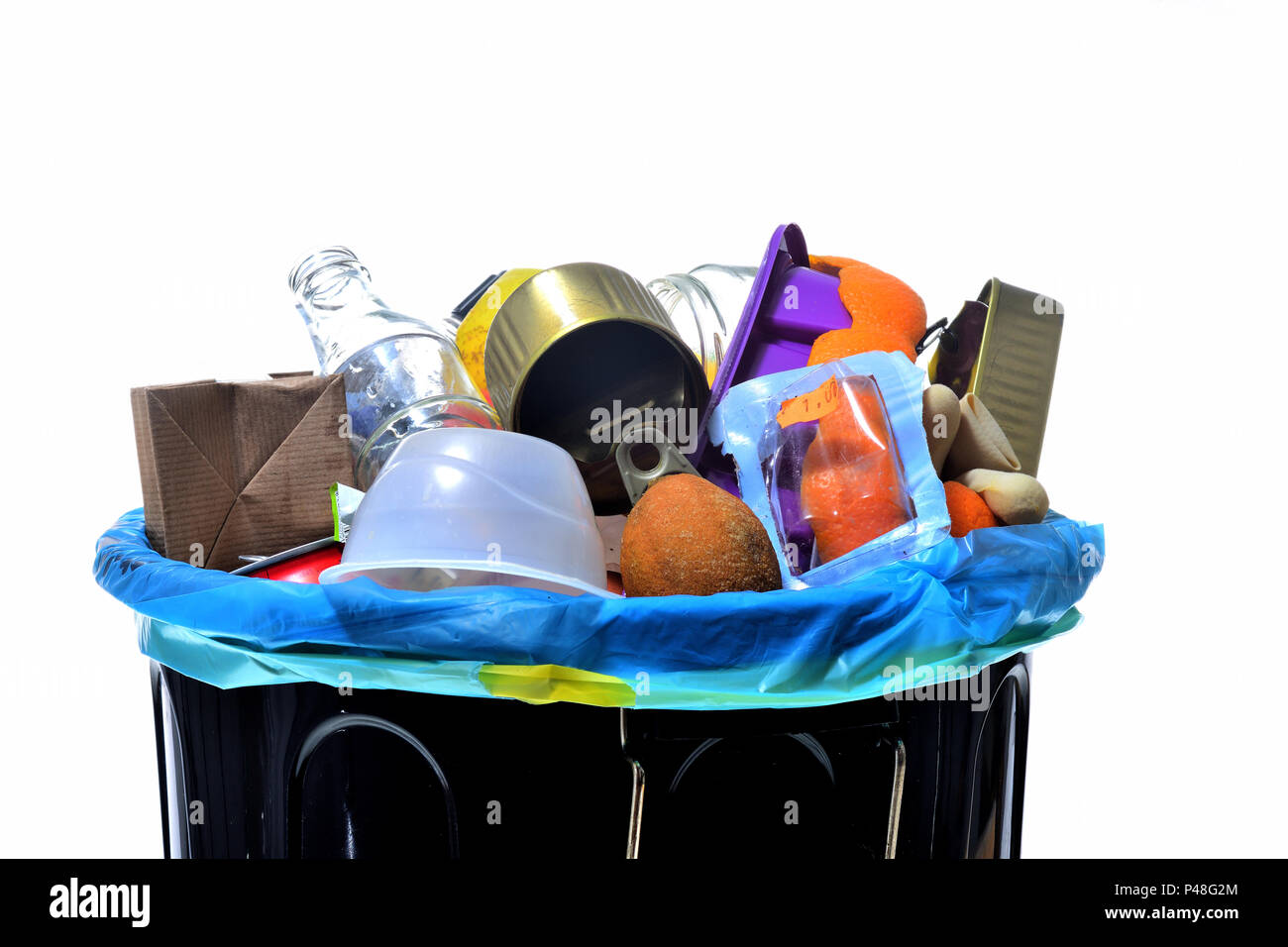 a garbage can on white background Stock Photo - Alamy