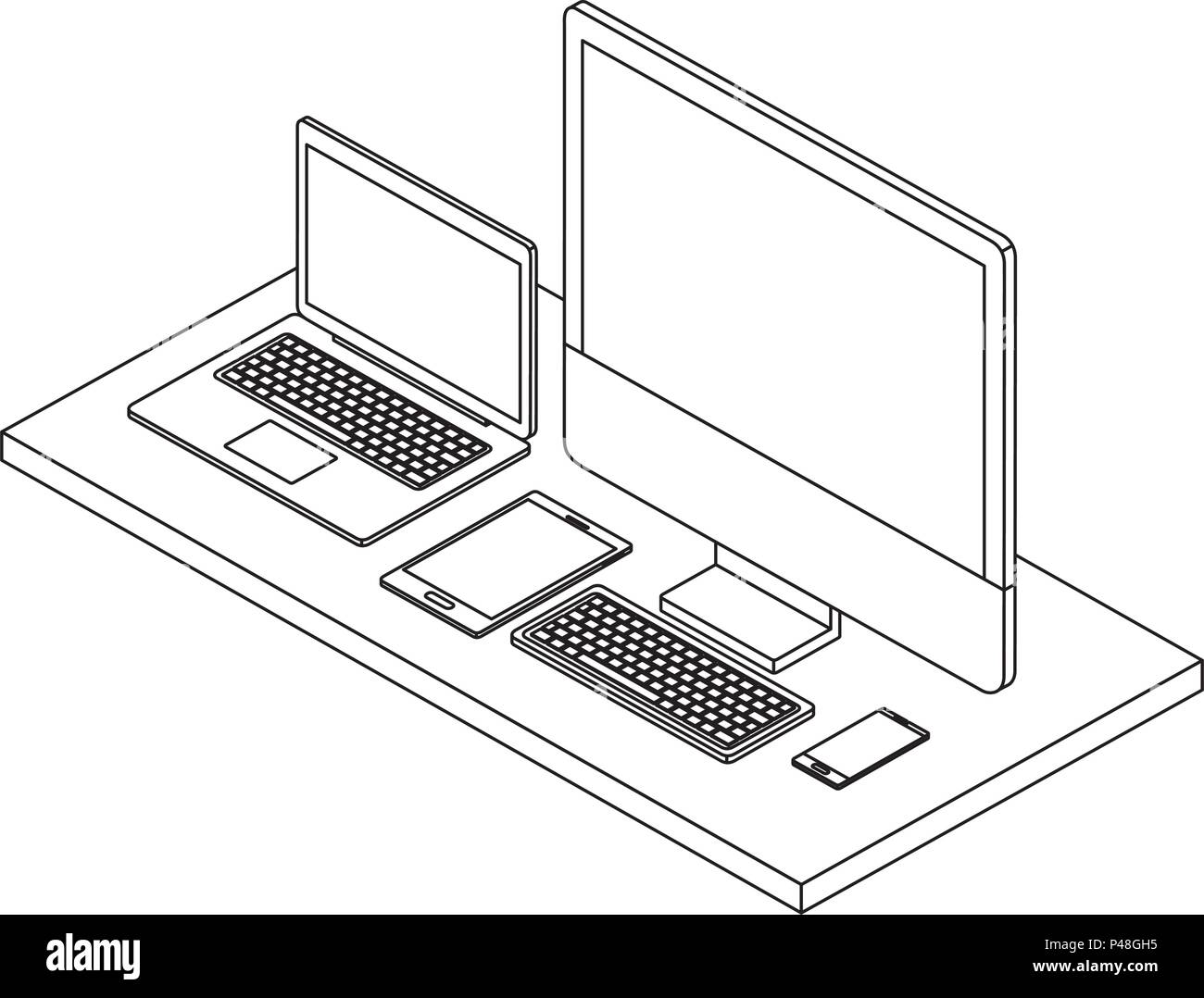 work place scene isometric icons Stock Vector Image & Art - Alamy
