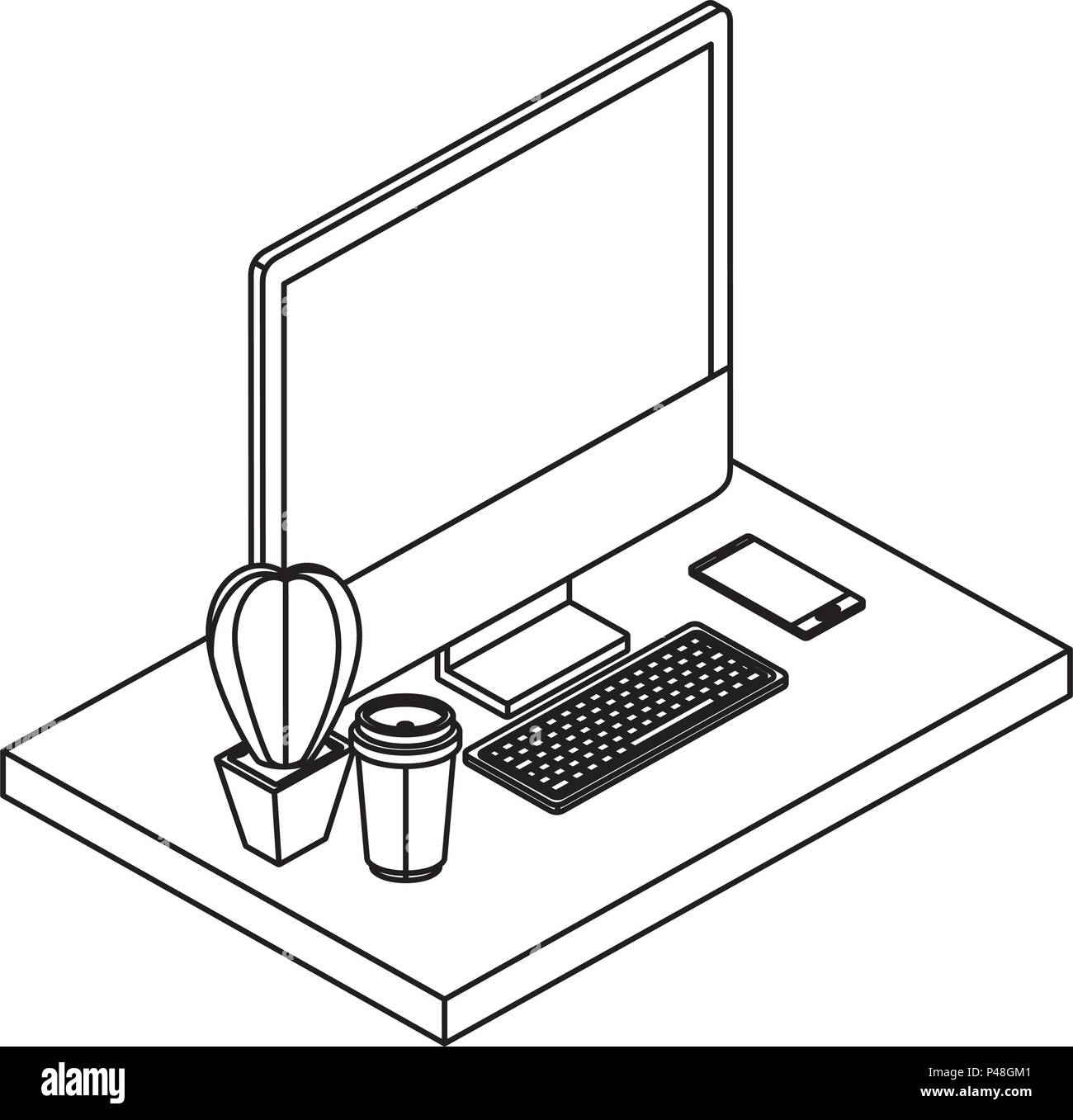 work place scene isometric icons Stock Vector Image & Art - Alamy