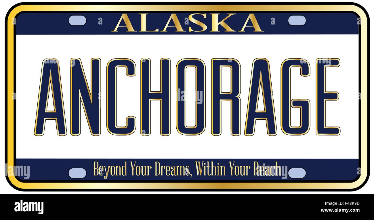 Alaska state license plate in the colors of the state flag with the ...