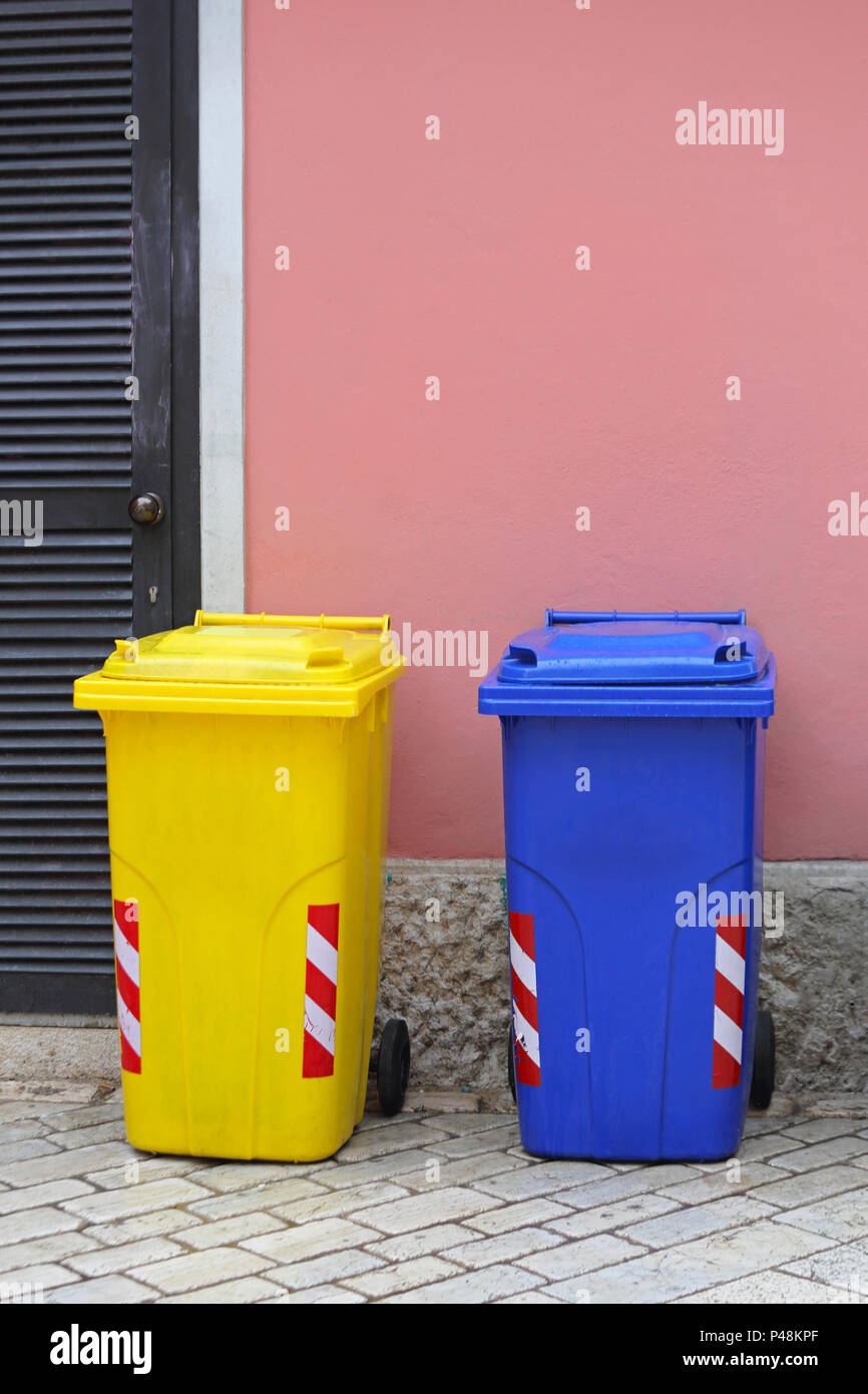 Recycling and Sorting Plastic Trash Cans Stock Photo - Alamy