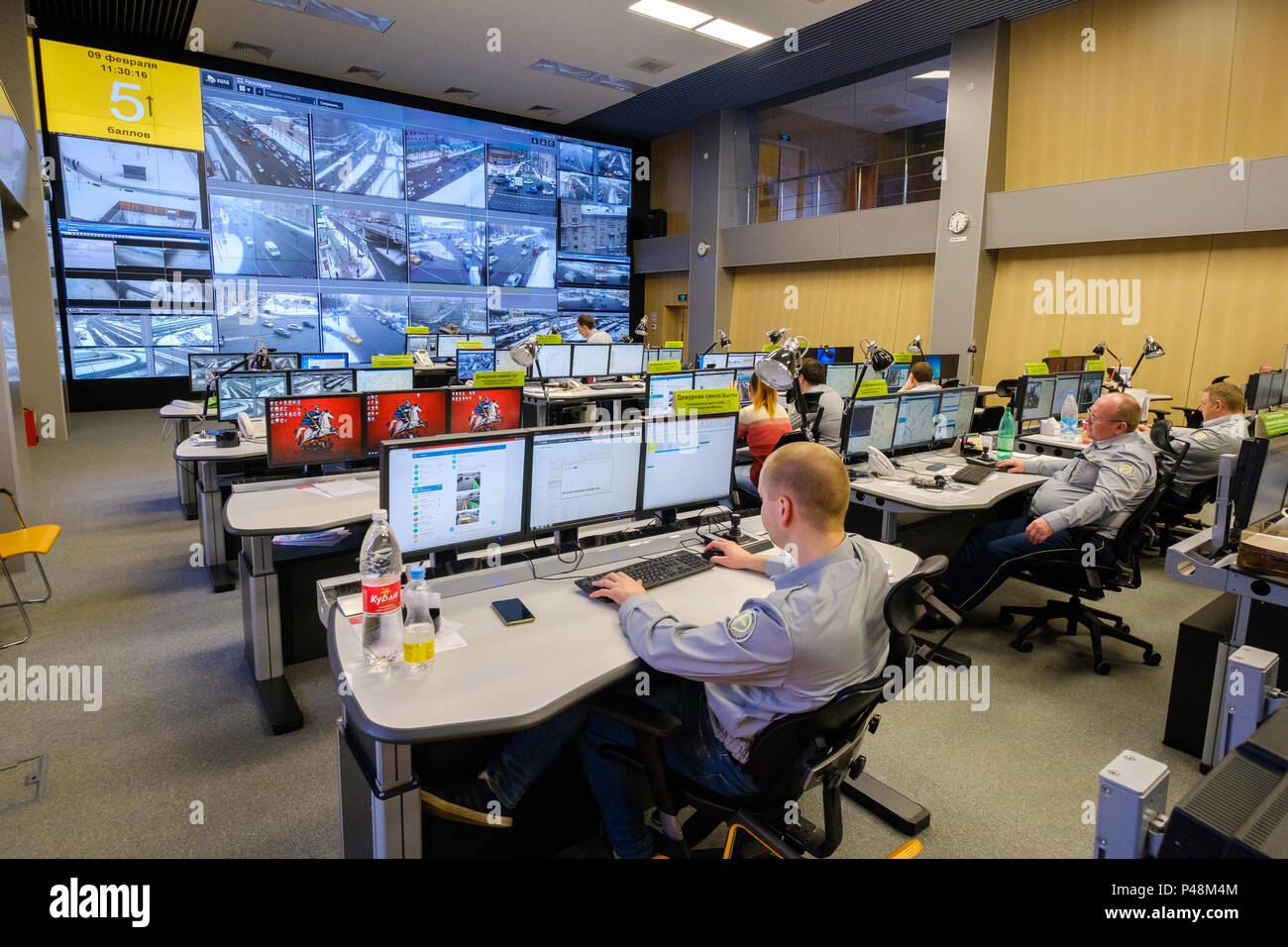Operators work in road traffic control center Stock Photo - Alamy
