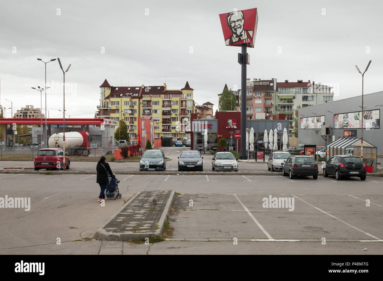 Sofia, Bulgaria, parking at a Kentucky Fried Chicken KFC Stock Photo ...