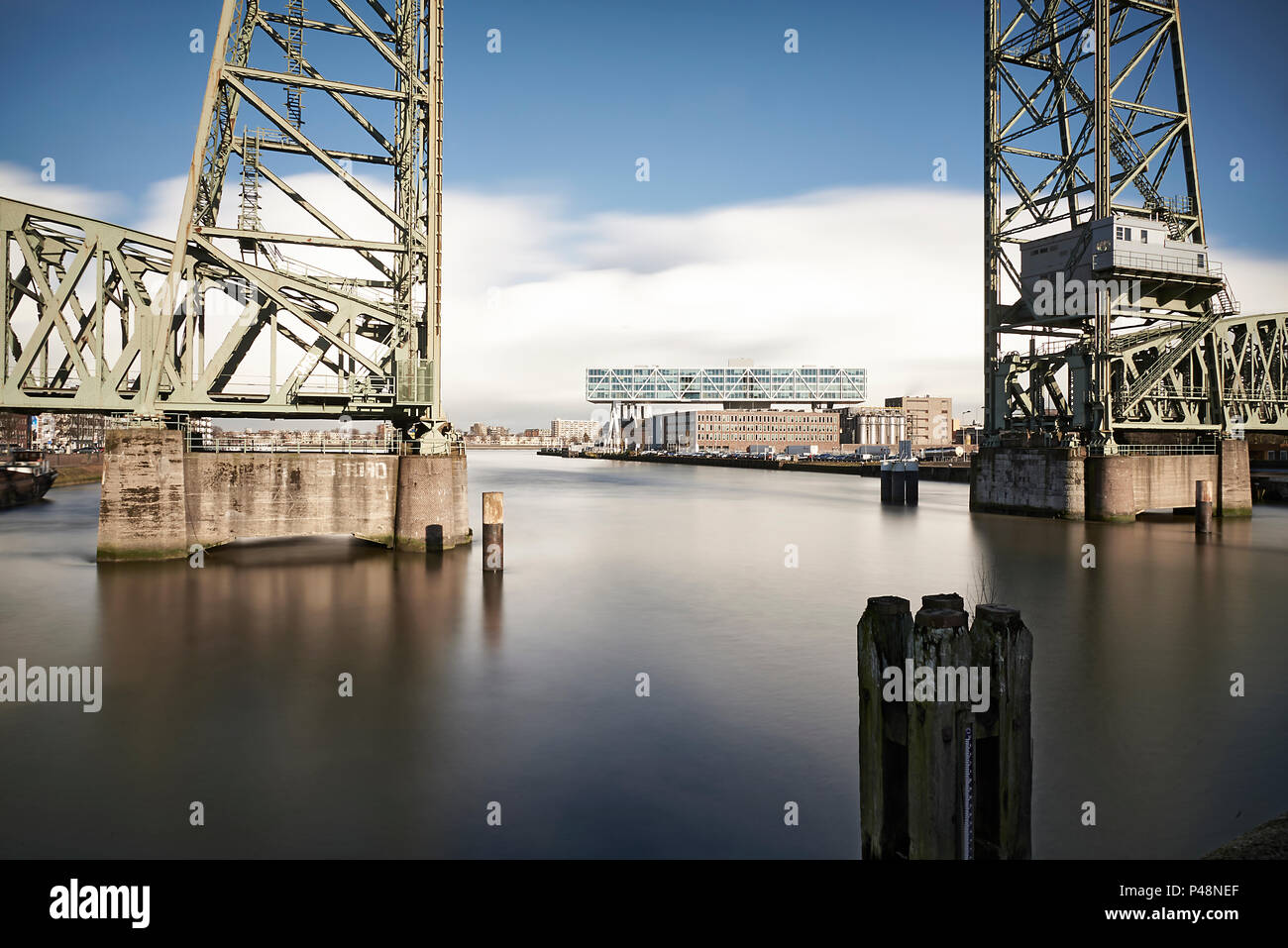 Old bridge in the centre of Rotterdam where in the old days trains used ...