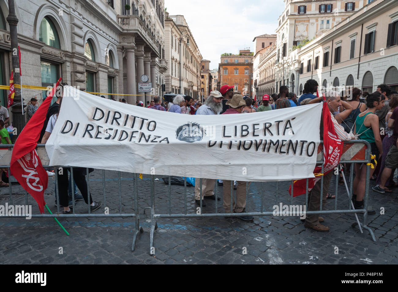 On World Refugee Day, rally in Piazza Santi Apostoli of several hundred ...